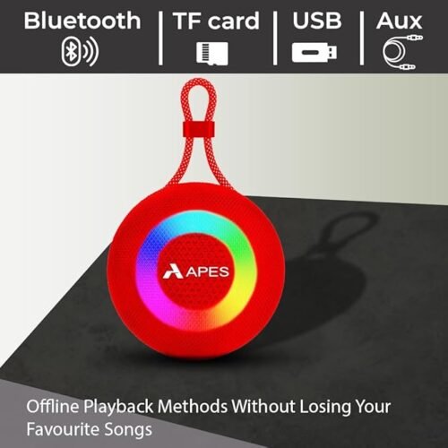 "APES Beat Speaker – 5H Playtime, RGB LEDs, Portable"